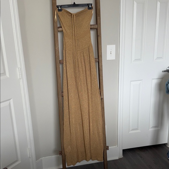 BCBGMaxAzria | Dresses | Bcbgmaxazria Strapless Sheer Gold Dress | Poshmark